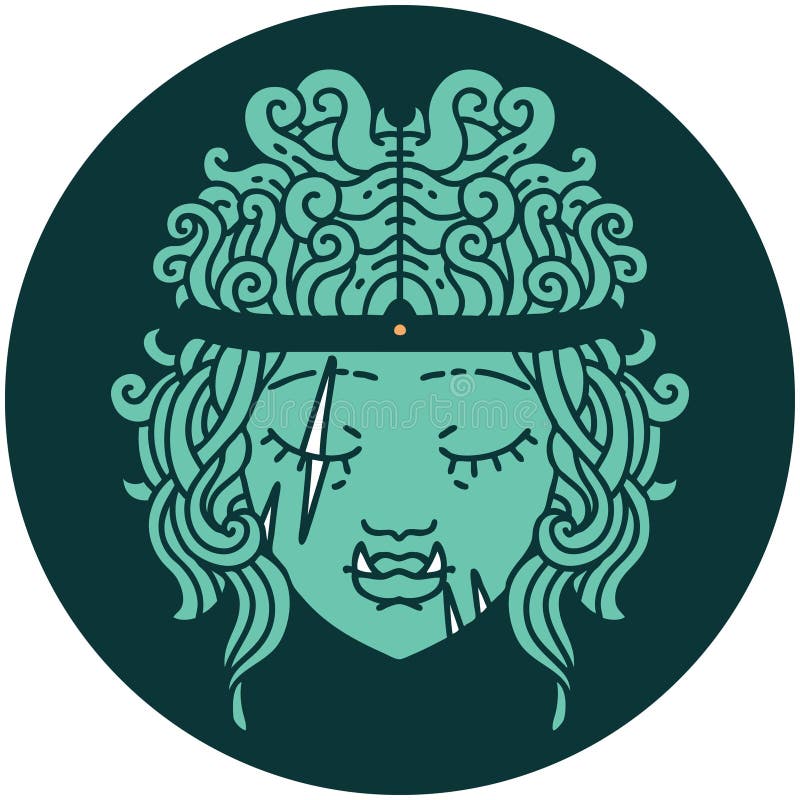 Orc Barbarian Character Face Icon Stock Vector - Illustration of symbol ...