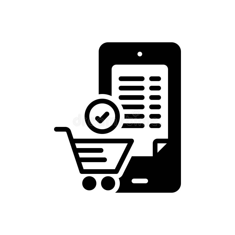 Black Solid Icon for Orders, Purchase and Online Stock Vector ...