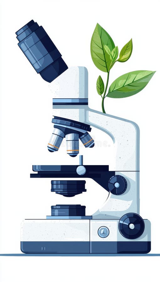 Icon of an Organic Science Laboratory with a Microscope and Green ...