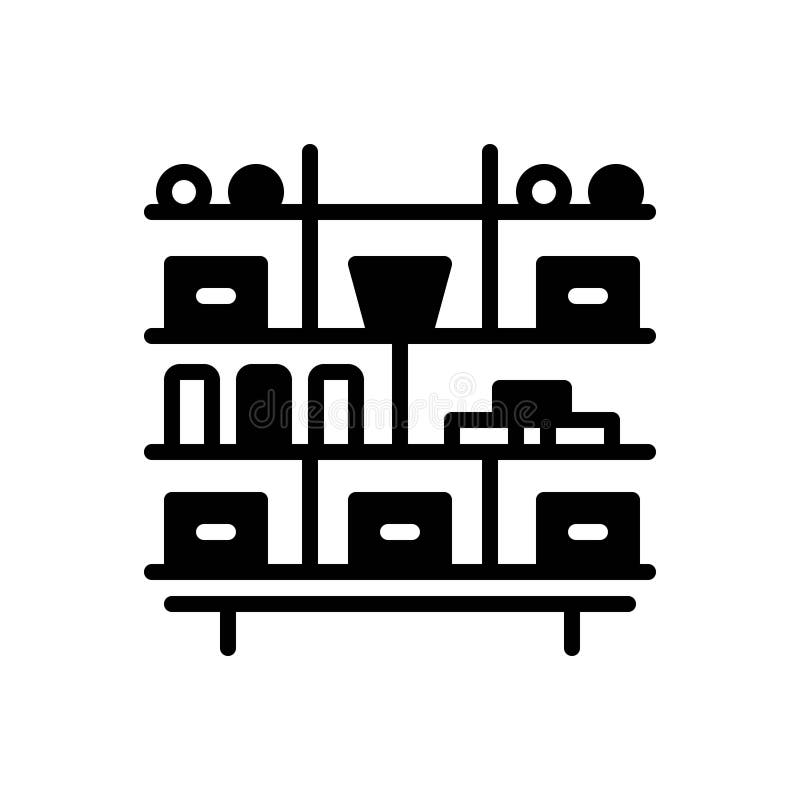 Black Solid Icon for Organized, Cabinet and Management Stock Vector ...