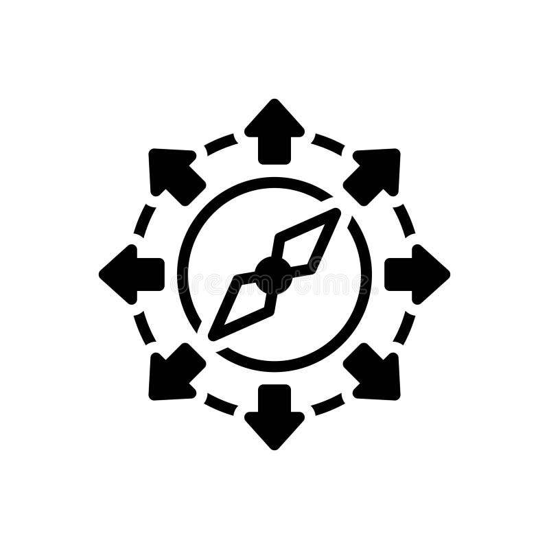 Black Solid Icon for Orientation, Compass and Discovery Stock Vector ...