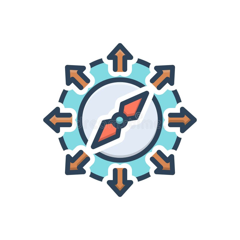 Color Illustration Icon for Orientation, Compass and Direction Stock ...