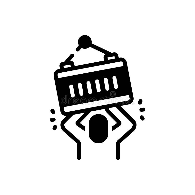 Black Solid Icon for Overhead, Aloft and Luggage Stock Vector ...