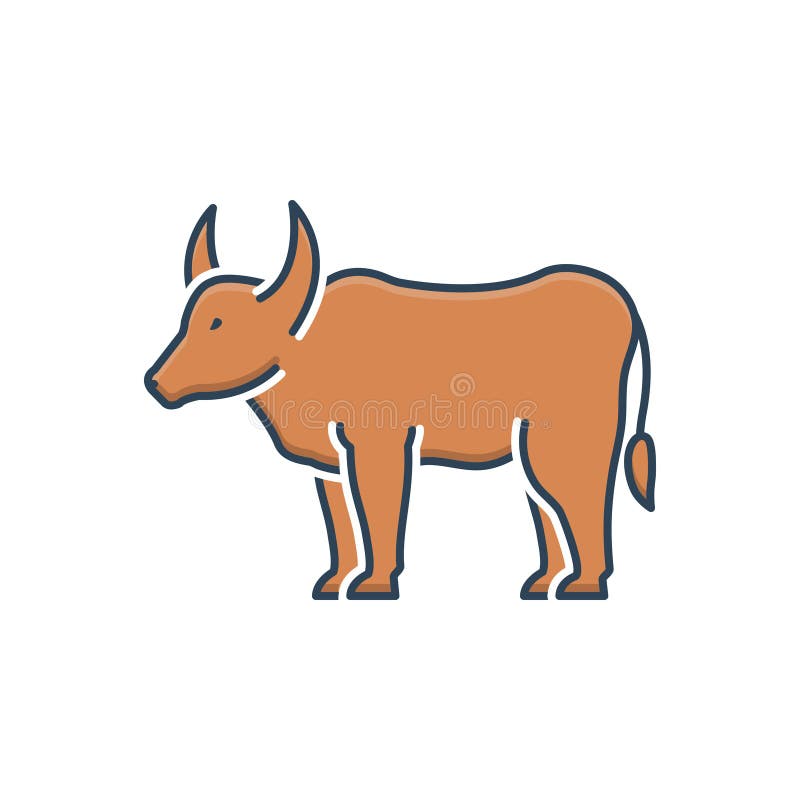 Color Illustration Icon for Ox, Bull and Animal Stock Illustration ...