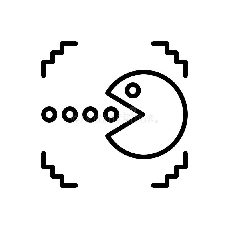 Black Line Icon for Pac, Game and Pacman Editorial Image - Illustration ...