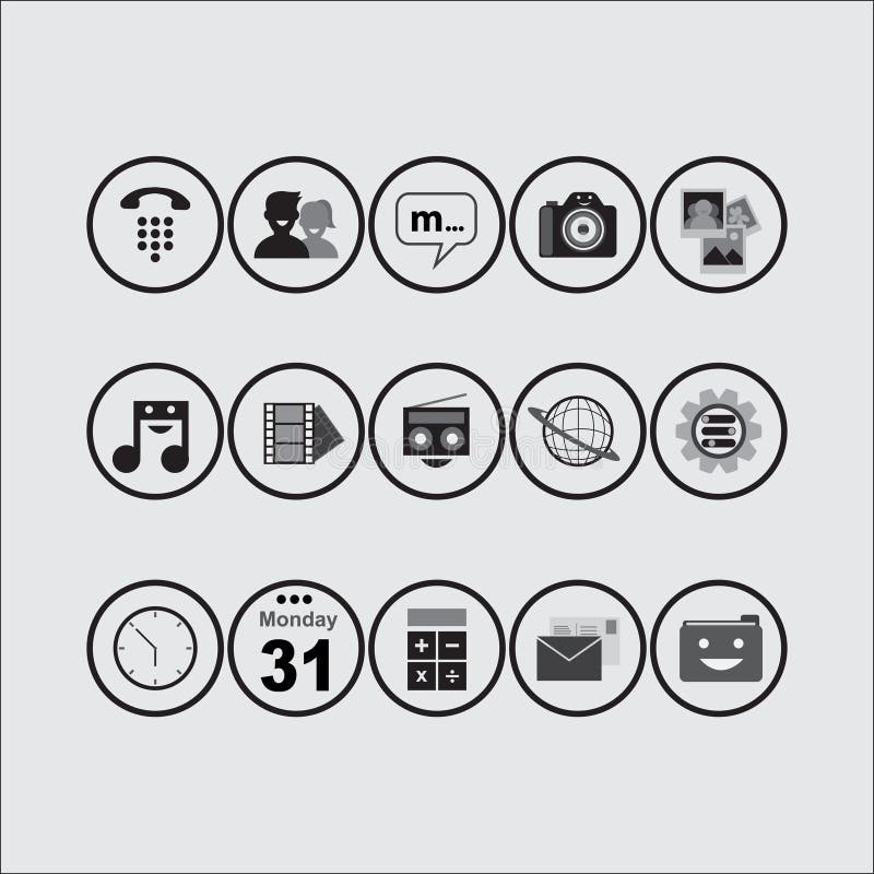 Icon Pack (BW) stock vector. Illustration of internet - 66440430