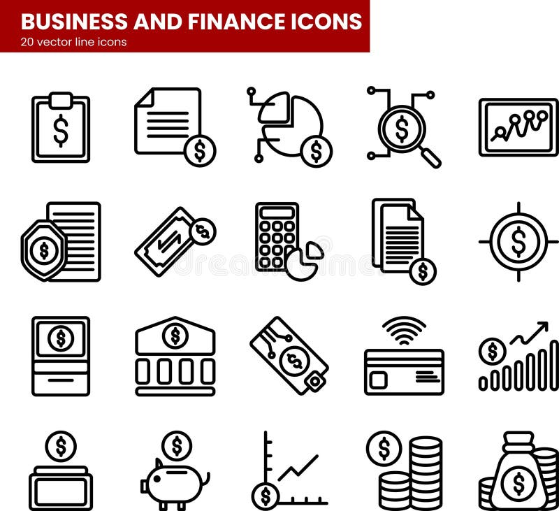 Business and Finance Vector Line Icons – 20 Minimalist Icons for ...