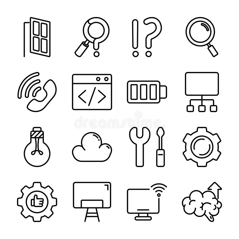 Icon Pack Line Style of Office Software and Ideas Stock Vector ...
