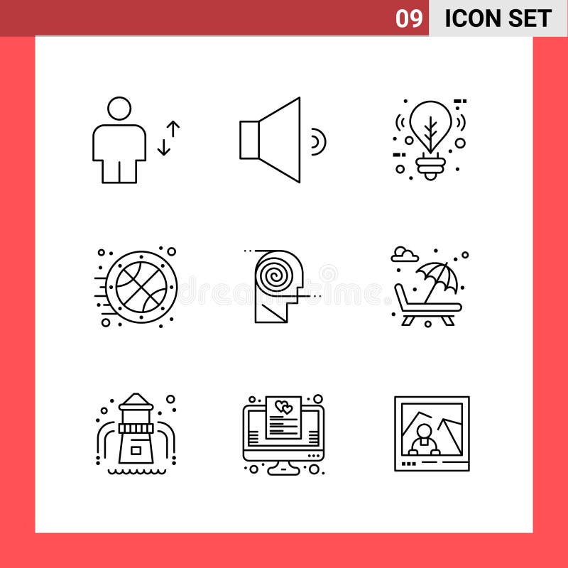 9 Icon Pack Line Style Outline Symbols on White Background. Simple ...