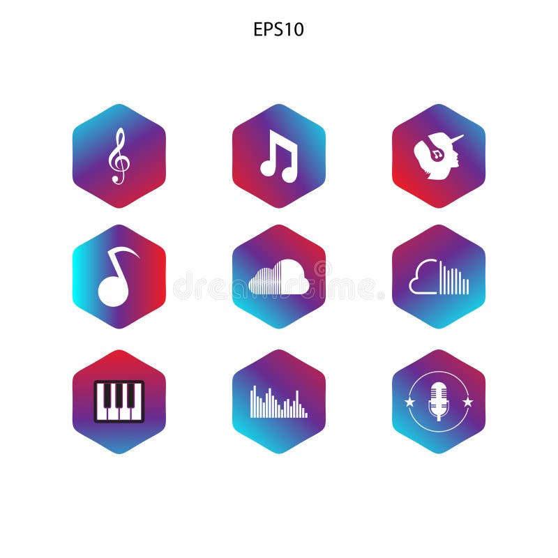 Icon Pack Music Modern Style Stock Vector - Illustration of play, audio ...