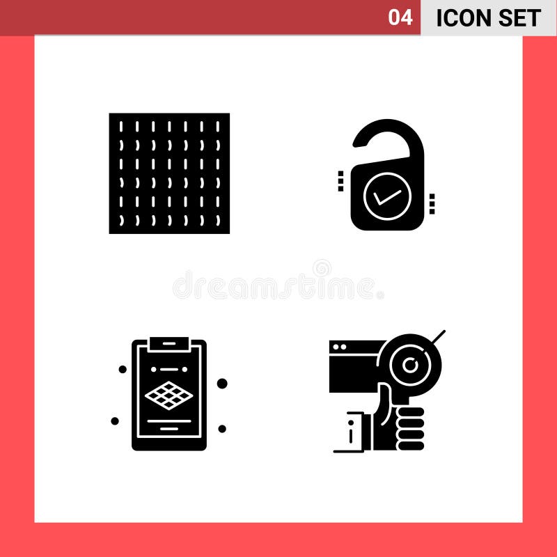 4 Icon Pack Solid Style Glyph Symbols on White Background Stock Vector ...