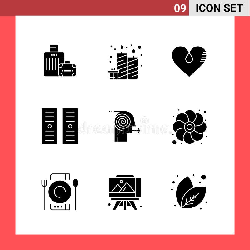 Pack of 4 Solid Style Icon Set. Glyph Symbols for Print. Creative Signs ...