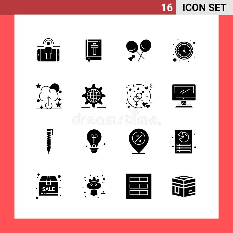 16 Icon Pack Solid Style Glyph Symbols on White Background. Simple ...