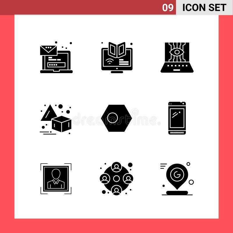 9 Icon Pack Solid Style Glyph Symbols on White Background. Simple Signs ...