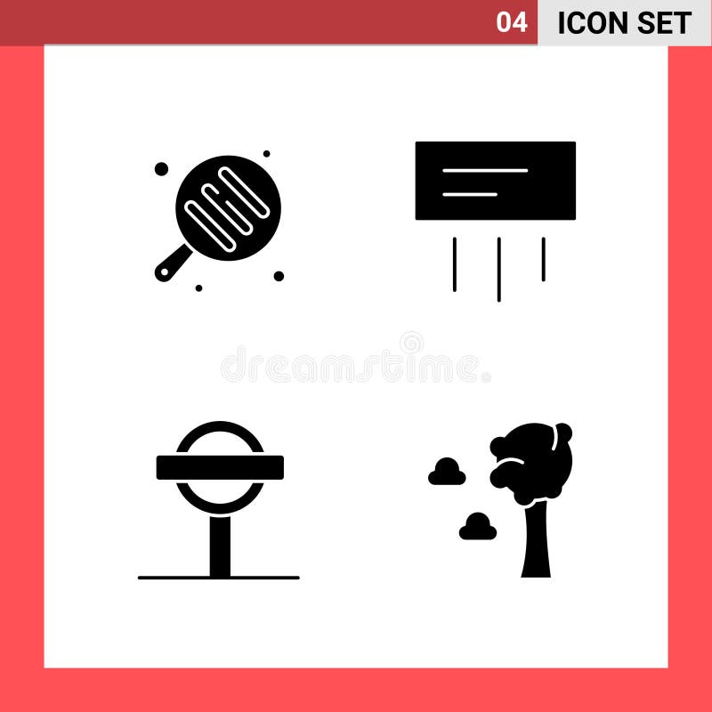 4 Icon Pack Solid Style Glyph Symbols on White Background. Simple Signs ...