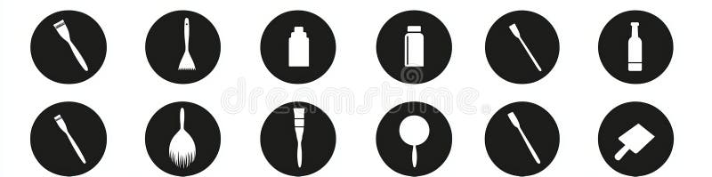 An Icon for a Paintbrush on a White Background with a Circle Button ...