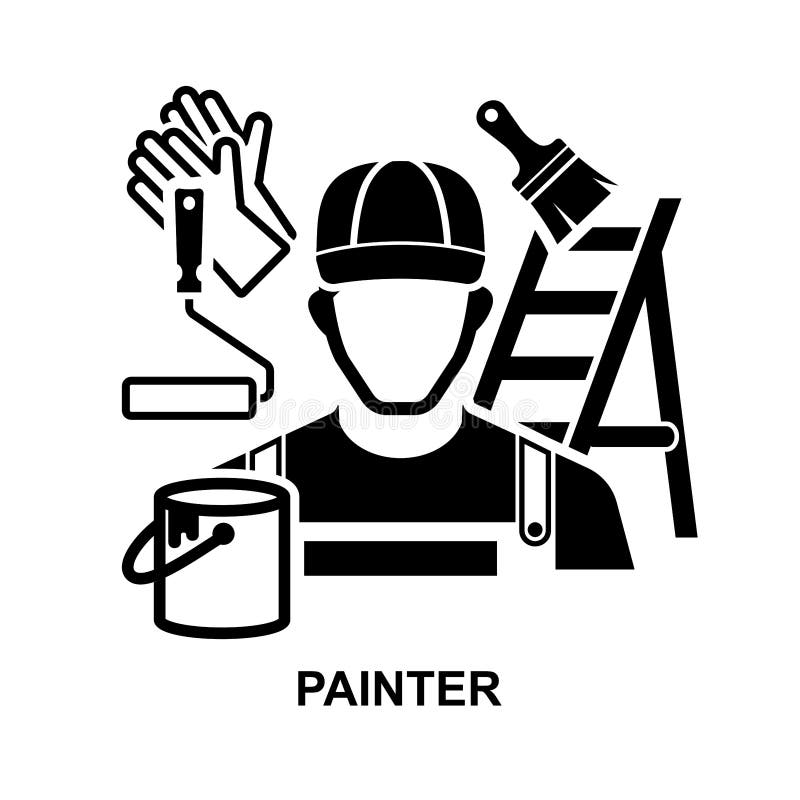 Painter Icon Isolated on White Background Stock Vector - Illustration ...