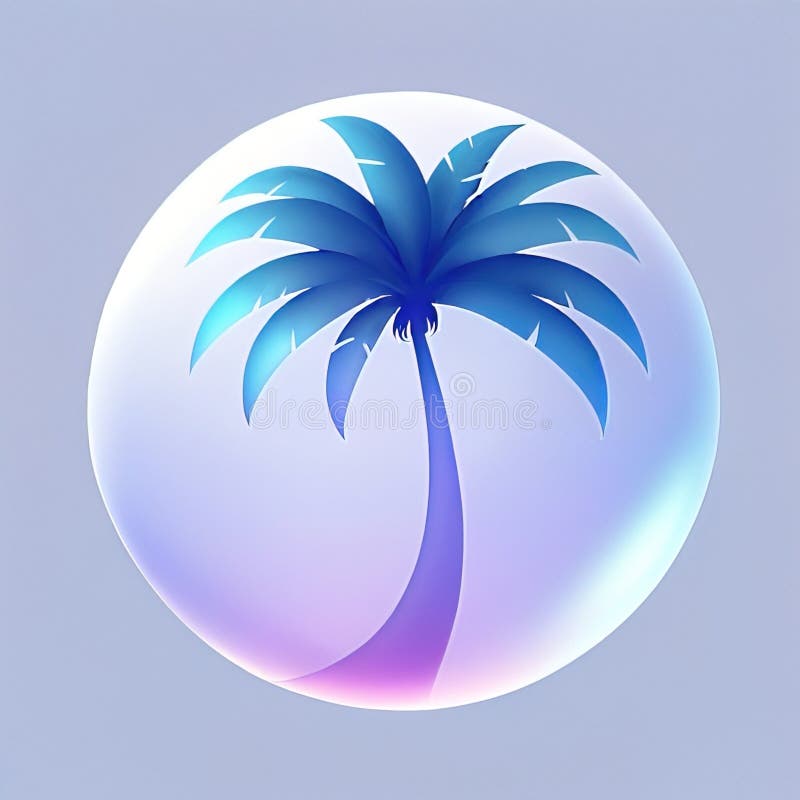 Icon of Palm Tree, Glossy Glass Style Stock Illustration - Illustration ...