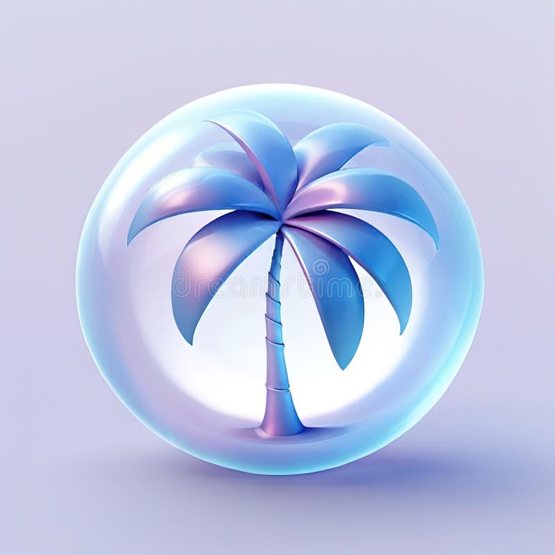 Icon of Palm Tree, Glossy Glass Style Stock Illustration - Illustration ...