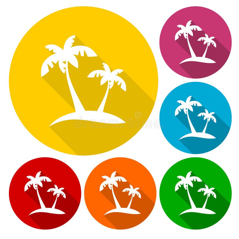 Icon Palm Trees Set with a Long Shadow Stock Vector - Illustration of ...