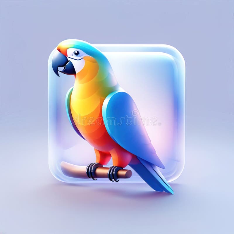 Icon of Parrot, Glossy Glass Style Stock Illustration - Illustration of ...
