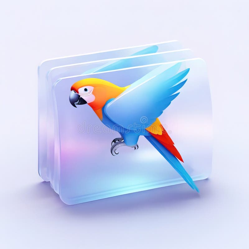 Icon of Parrot, Glossy Glass Style Stock Illustration - Illustration of ...