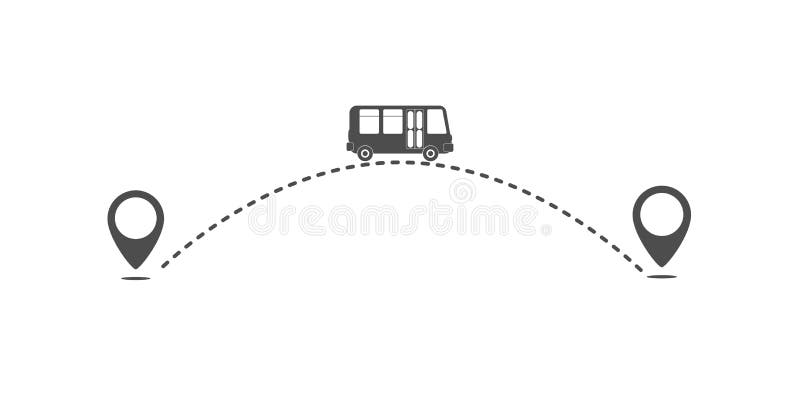 Icon Path of the Bus from One Point To Another. Simple Flat Design ...