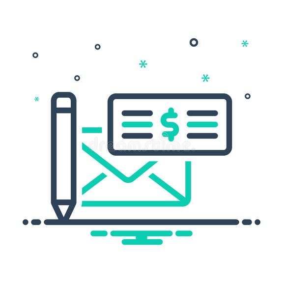 Mix Icon for Paycheck, Cheque and Book Stock Vector - Illustration of ...