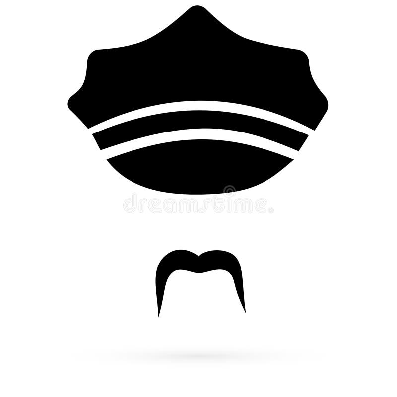 Icon Peak Cap and Mustache. Raster Stock Illustration - Illustration of ...