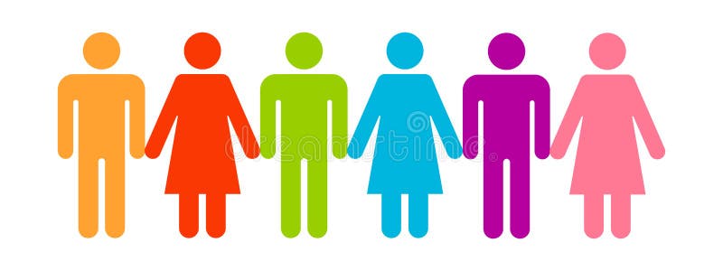 Icon People Difference. Multicolored Shapes of Men and Women. Vector ...