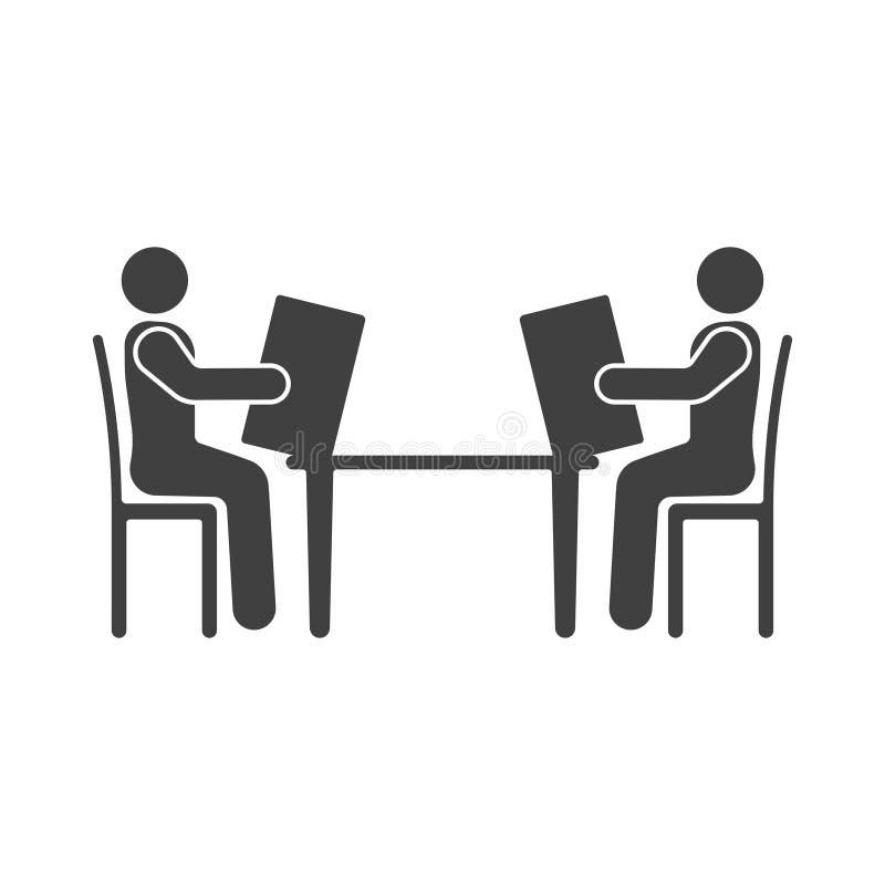 Icon of People Sitting at the Table with a Menu in Hand. Vector ...