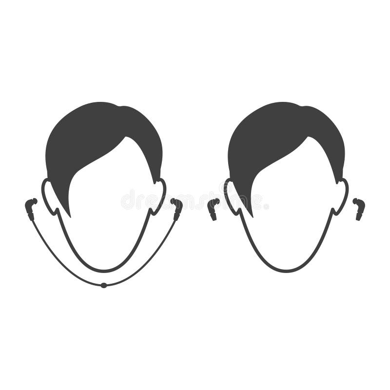 Icon People Wearing Headphones. Wired and Wireless Headset. Stock ...