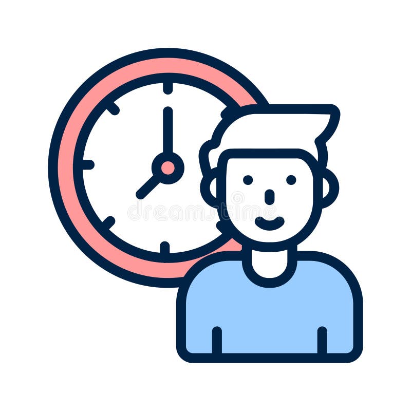 Icon of a Person with a Clock Symbolizing Being on Time Stock ...