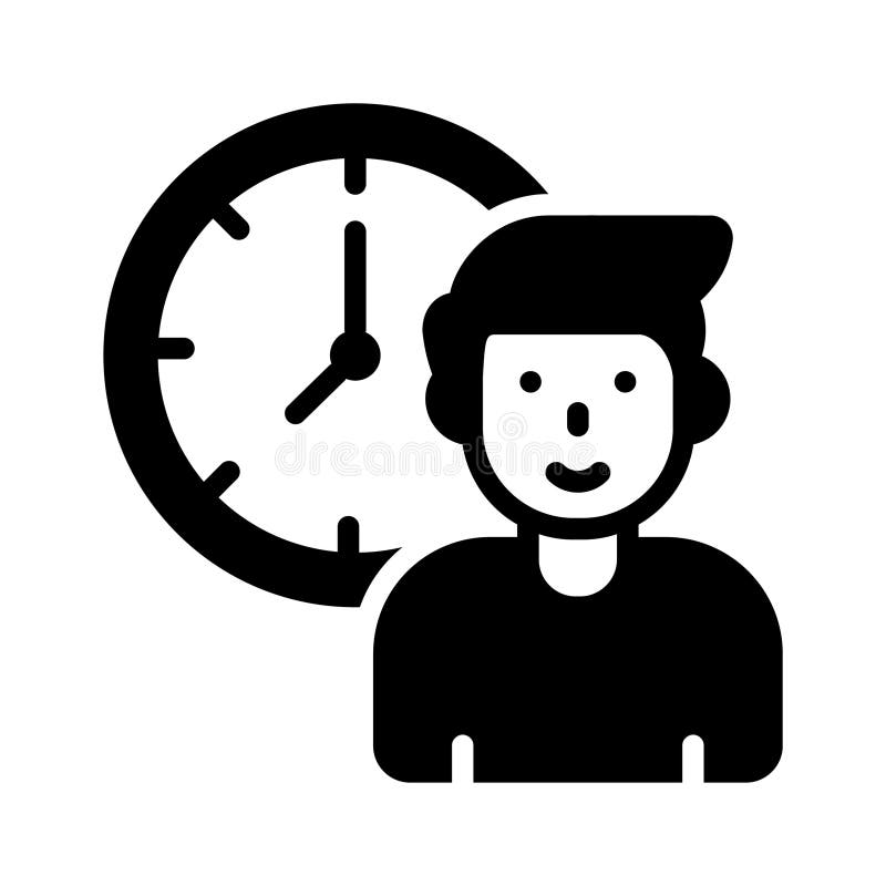 Icon of a Person with a Clock Symbolizing Being on Time Stock ...