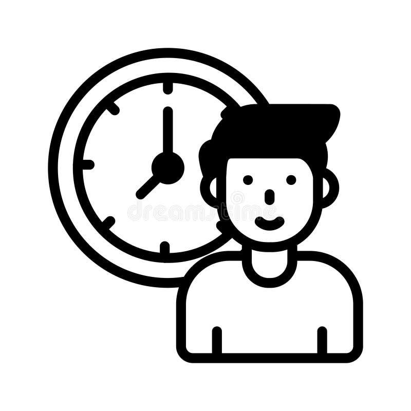 Icon of a Person with a Clock Symbolizing Being on Time Stock ...