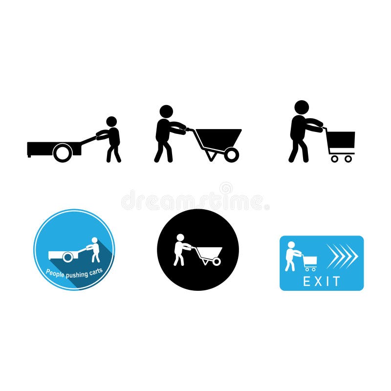Icon of a Person Pushing a Cart Vector Stock Vector - Illustration of ...