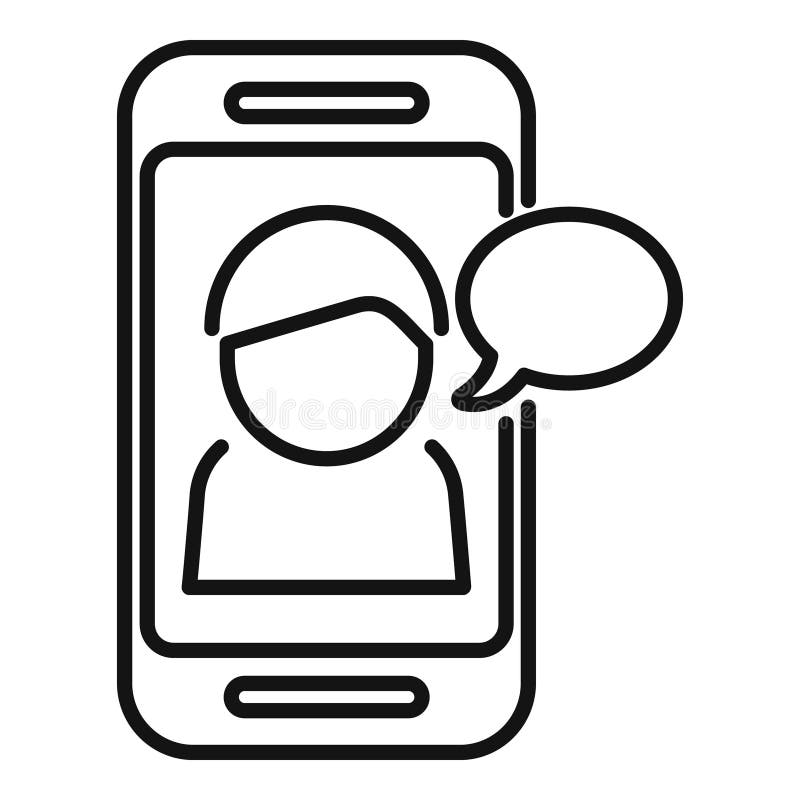 Person Chatting on Smartphone Using Mobile App Icon Stock Illustration ...
