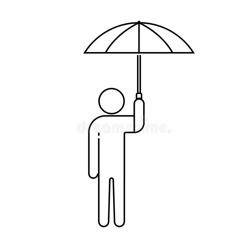 Icon of a Person Using an Umbrella Stock Illustration - Illustration of ...