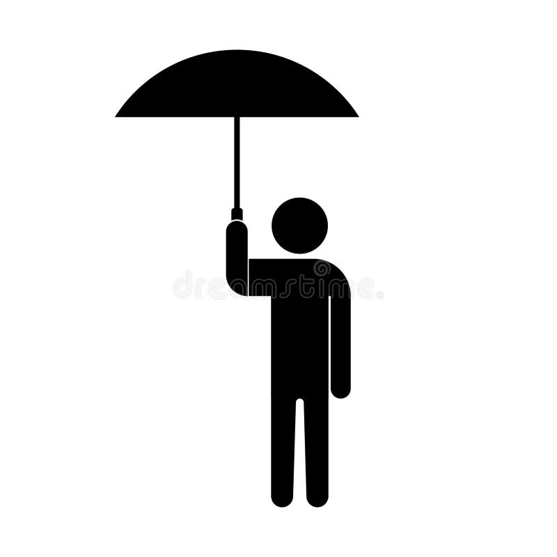 Icon of a Person Using an Umbrella Stock Vector - Illustration of ...