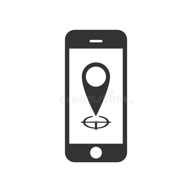 Icon a Phone Icon with a Location Marker. Navigation, a Map Application ...