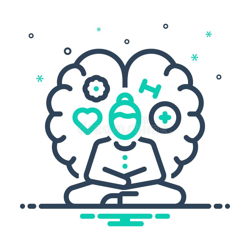 Mix Icon for Physical Health, Yoga and Exercise Stock Illustration ...