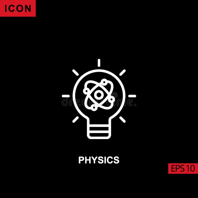 Icon Physics with Atom Molecular and Lamp with Book and Lamp Vector on ...