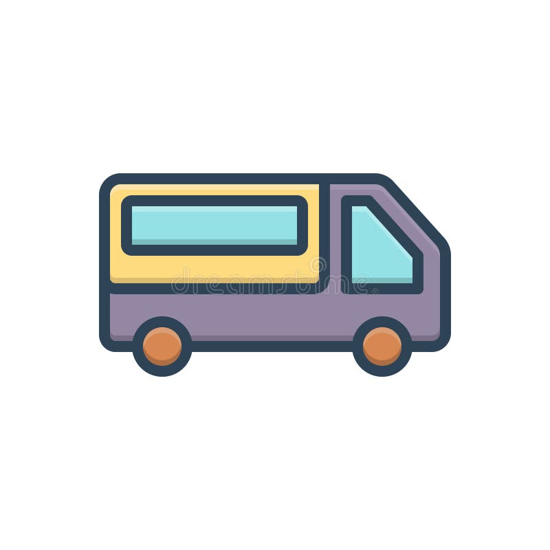 Color Illustration Icon for Pickup Van, Transport and Bus Stock ...