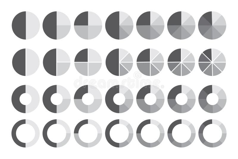 Icon with Pie Sector Circles. Black Line Icon. Round Shape. Vector ...