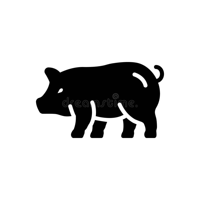 Black Solid Icon for Pig, Hog and Domestic Stock Vector - Illustration ...