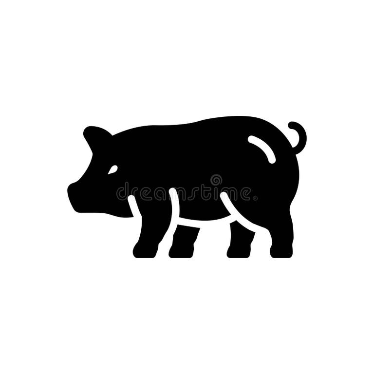 Black Solid Icon for Pig, Hog and Domestic Stock Vector - Illustration ...