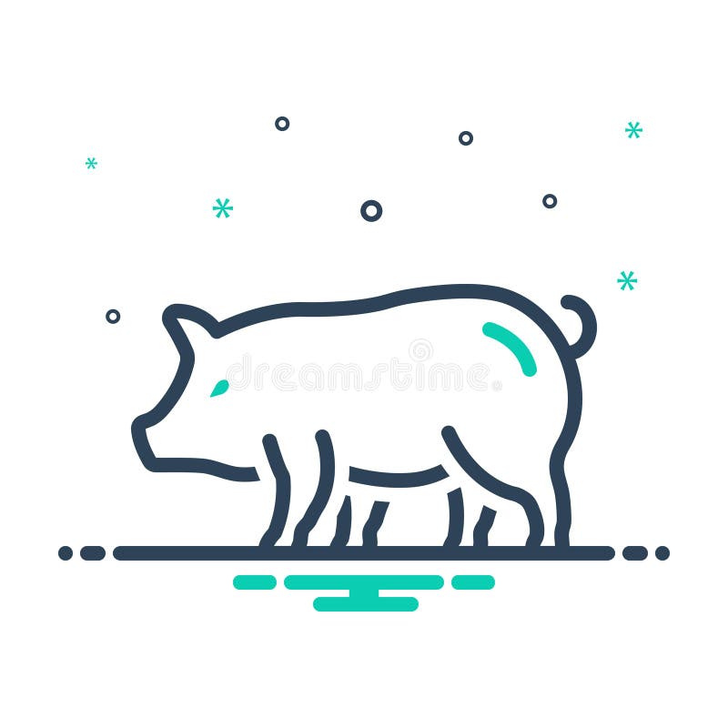 Mix Icon for Pig, Hog and Cattle Stock Vector - Illustration of porker ...