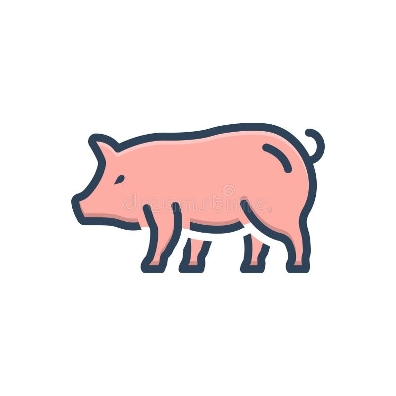Color Illustration Icon for Pig, Hog and Animal Stock Illustration ...