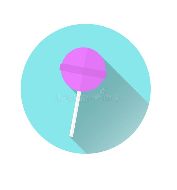 Icon of a Pink Chupa Chups Icon on a Blue Circle Background. Vector ...