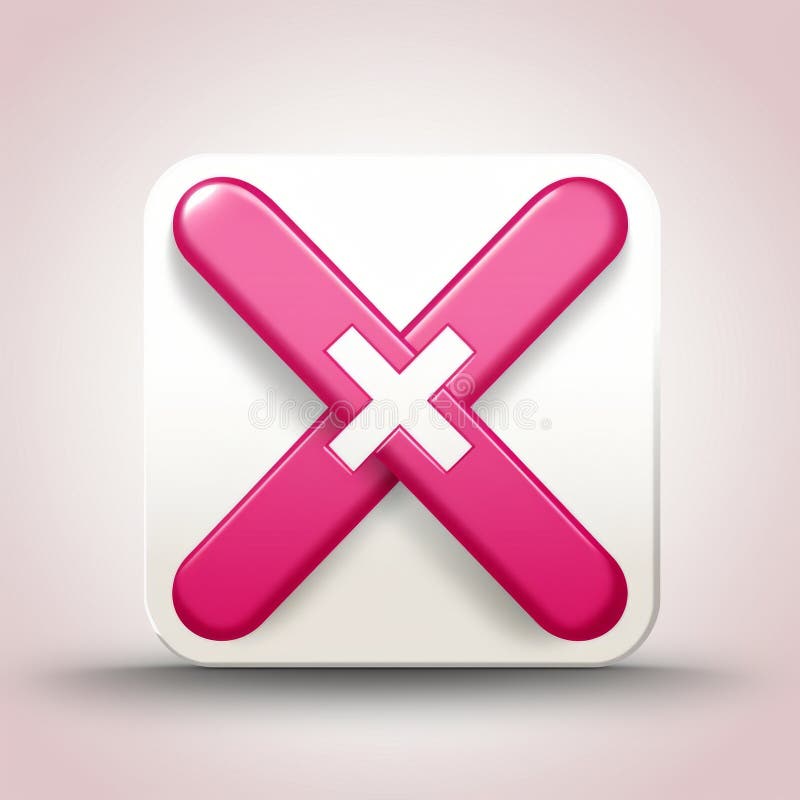 Pink X Cross Symbol on White Background. Stock Illustration ...